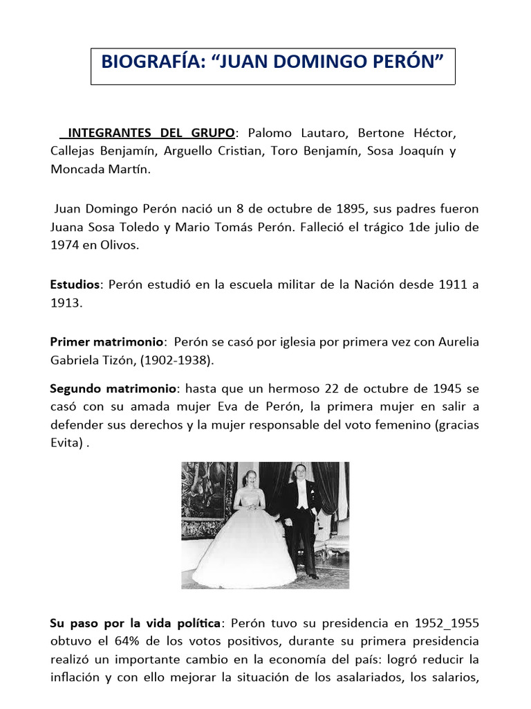 Biografía de Juan Domingo Perón | PDF | Ciencias sociales