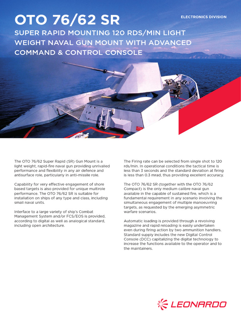 OTO 76/62 SR Naval Gun Overview | PDF | Naval Artillery | Ammunition