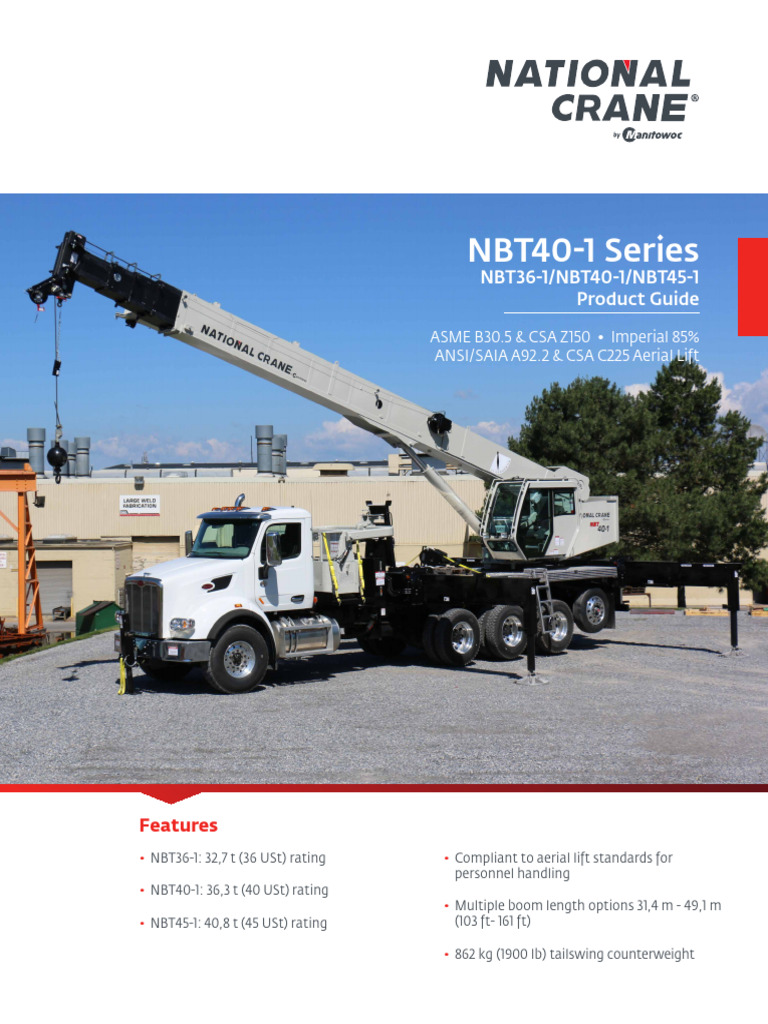 NBT40-1 Series Product Guide Imperial | PDF | Truck | Crane (Machine)