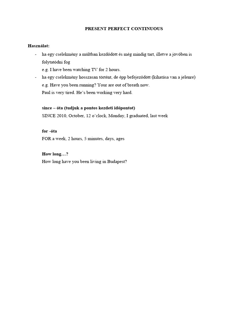 PRESENT PERFECT CONTINUOUS Theory + Practice | PDF | Syntax | Linguistic Morphology