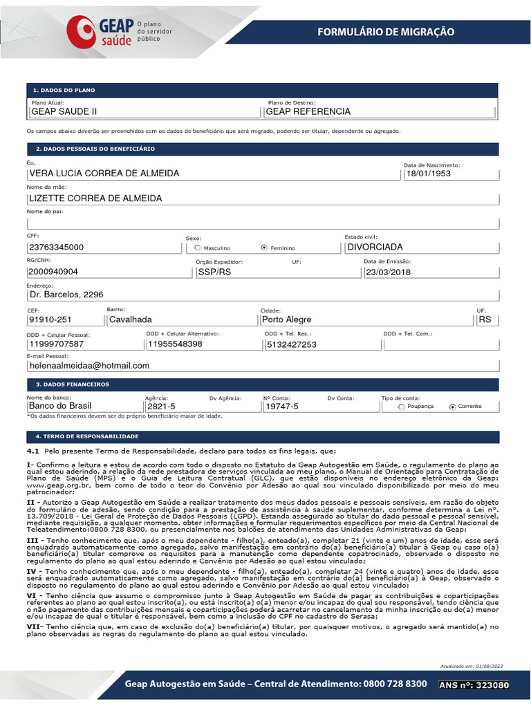 Formulário GEAP | PDF