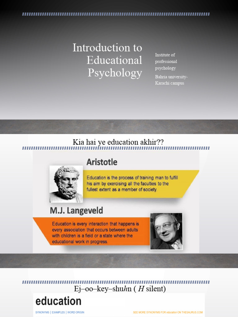 Introduction To Educational Psychology | PDF | Educational Psychology ...