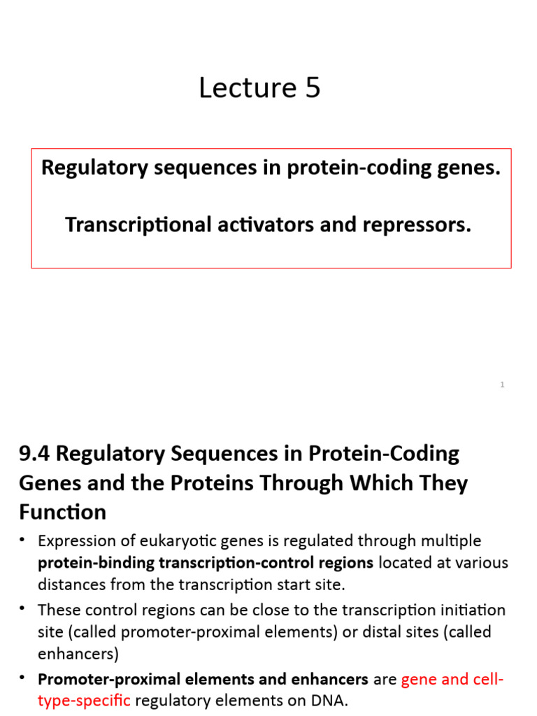 F22 MCB 2050 Lecture 5 - Activators and Repressors | PDF | Promoter ...