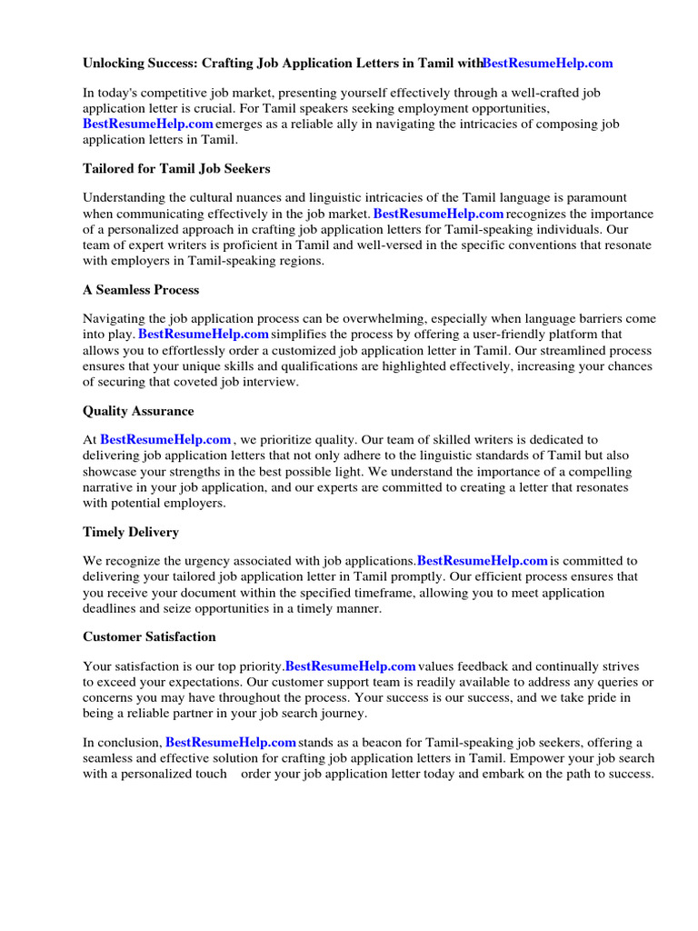 Job Application Letter in Tamil | PDF | Résumé | Employment