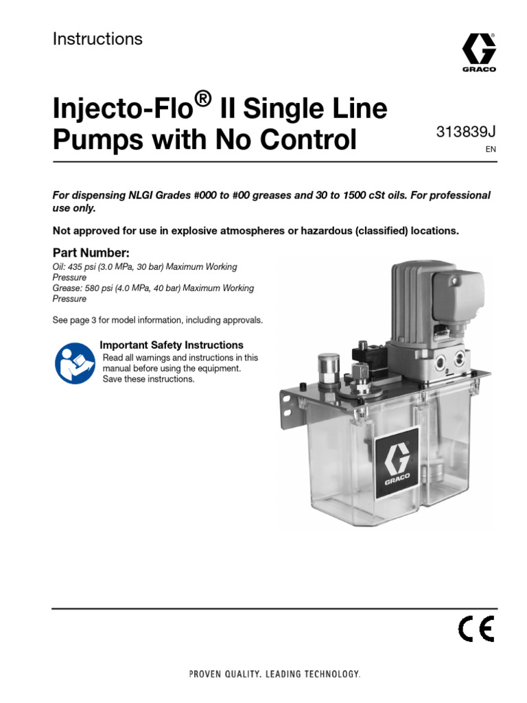 Injecto-Flo II Single Line Pumps With No Control: Instructions | PDF | Pump | Personal ...