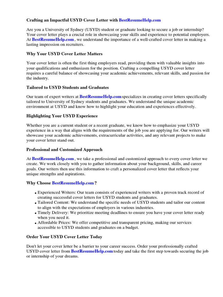 Usyd Cover Letter | Download Free PDF | Résumé | Experience