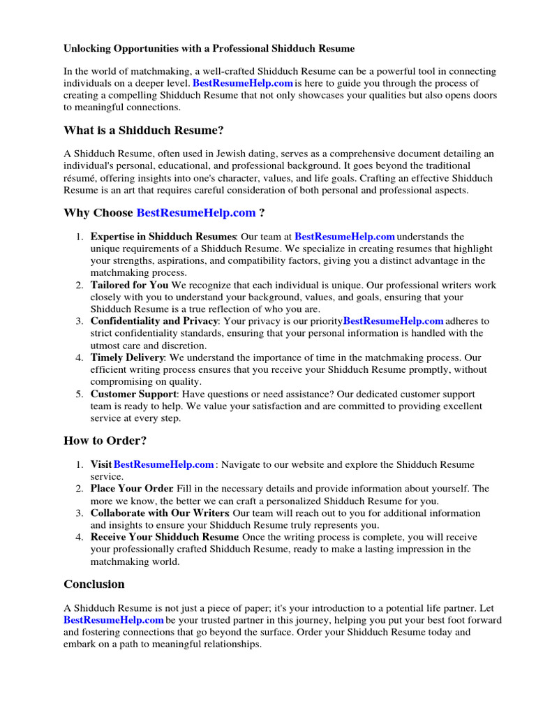 Crafting Your Shidduch Resume | PDF | Résumé