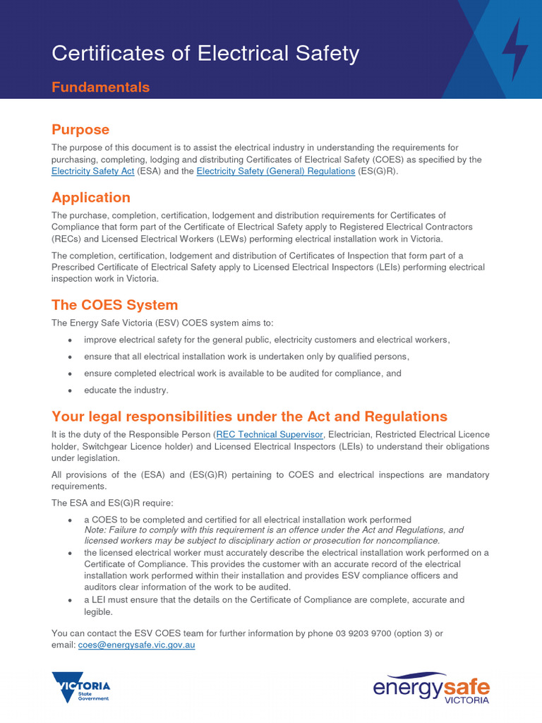COES Fundamentals Aug2021 | PDF | Electrical Wiring | Electrician