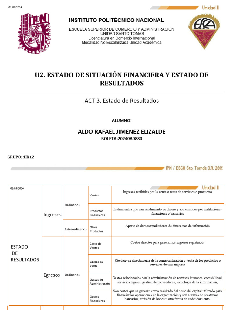 U.2 ACT3-Fundamentos de Contabilidad | PDF | Estado de resultados | Business
