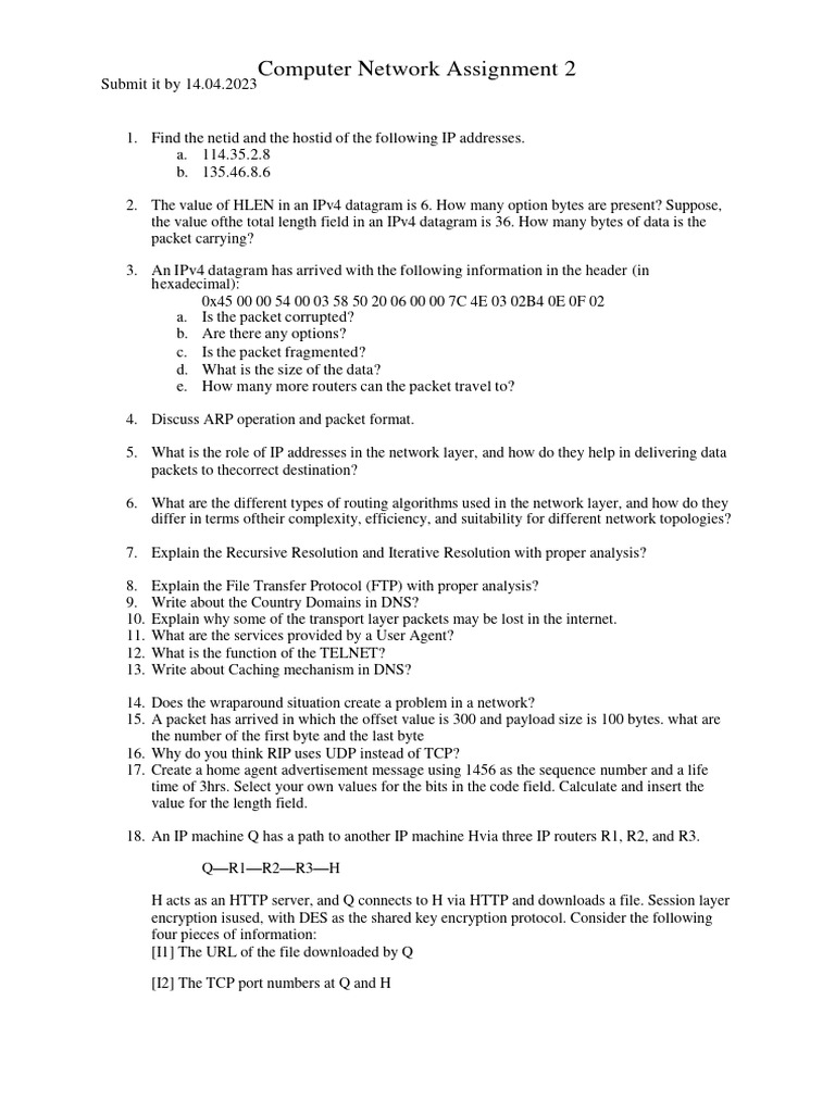 Computer Network Assignment 2 Pdf Port Computer Networking Internet Protocols