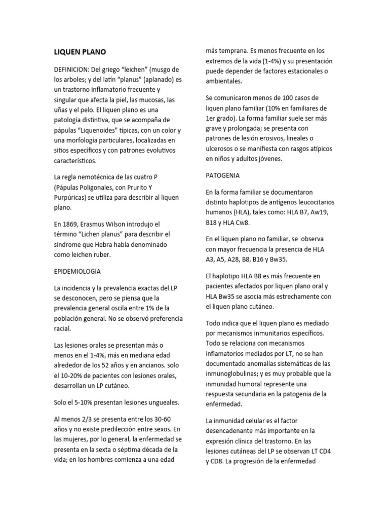 Liquen Plano | PDF | Perdida de cabello | Antígeno