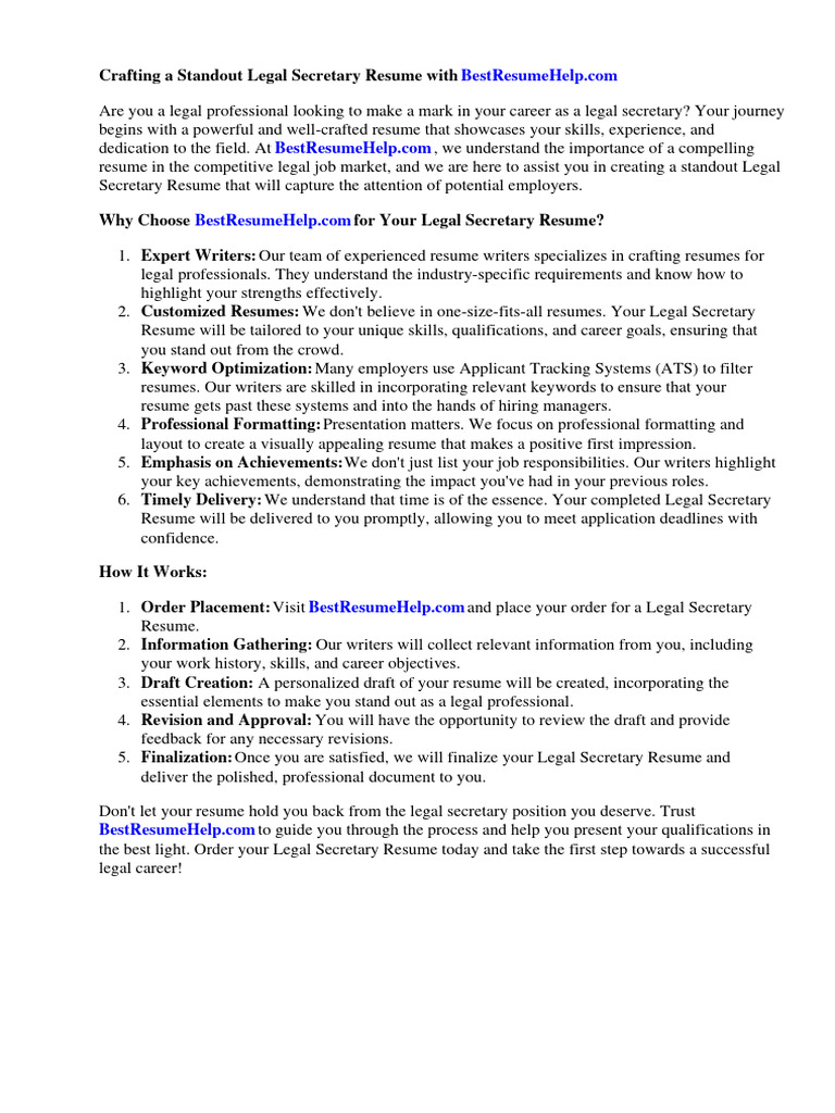 Legal Secretary Resume | PDF | Résumé | Secretary