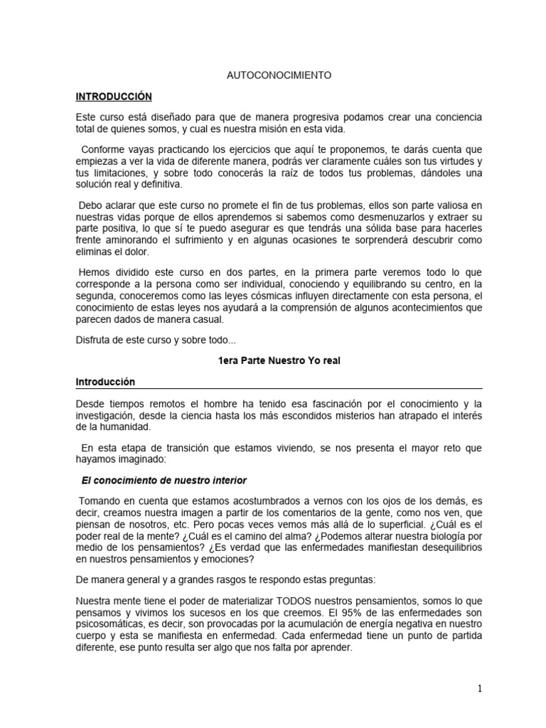 Curso de Autoconocimiento | PDF | Mente | Amor