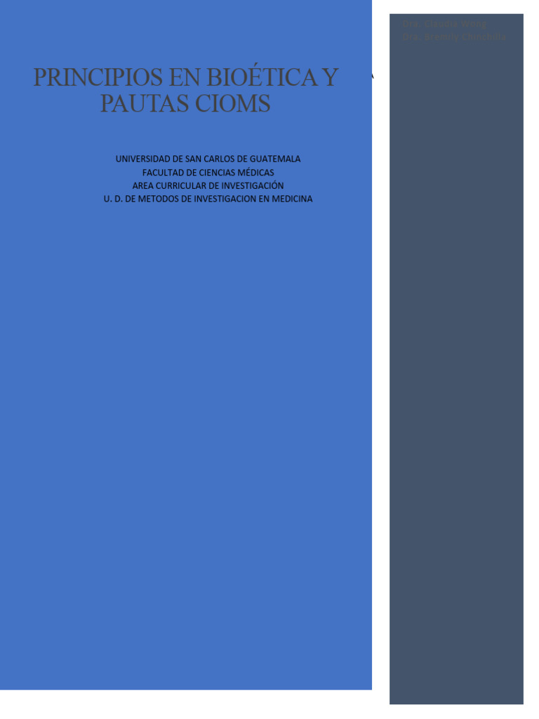 Principios de Bioética y Pautas CIOMS (2) | PDF | Consentimiento ...