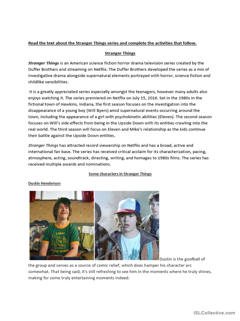 Reading Comprehension Series Stranger Things | PDF