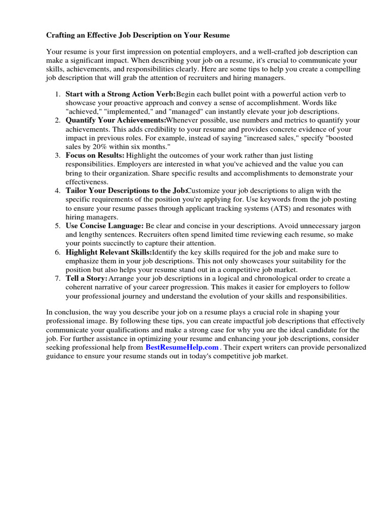 How To Describe Job On Resume | PDF | Résumé | Job Interview