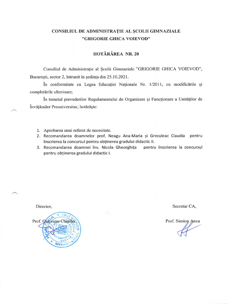 Hotararea-Ca 20 | PDF