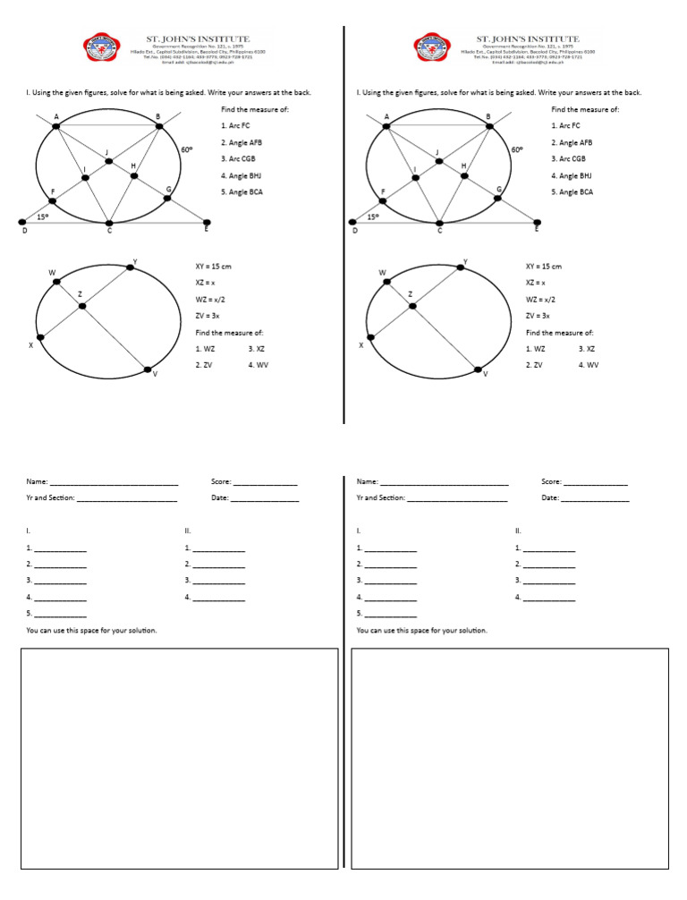 Practice Test - Circles | PDF | Euclidean Geometry | Elementary Geometry