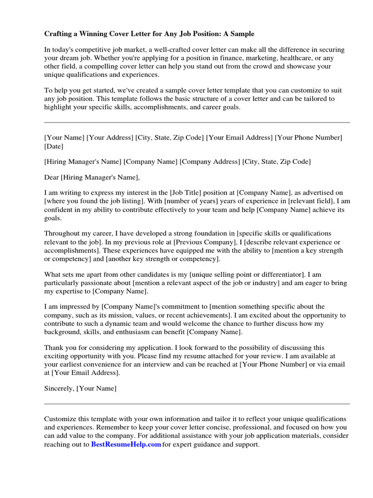 Cover Letter Template for Any Job | PDF | Résumé | Http Cookie