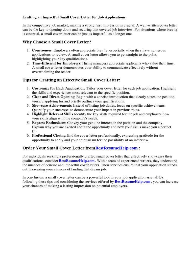 Small Cover Letter For Job | PDF | Résumé | Job Interview