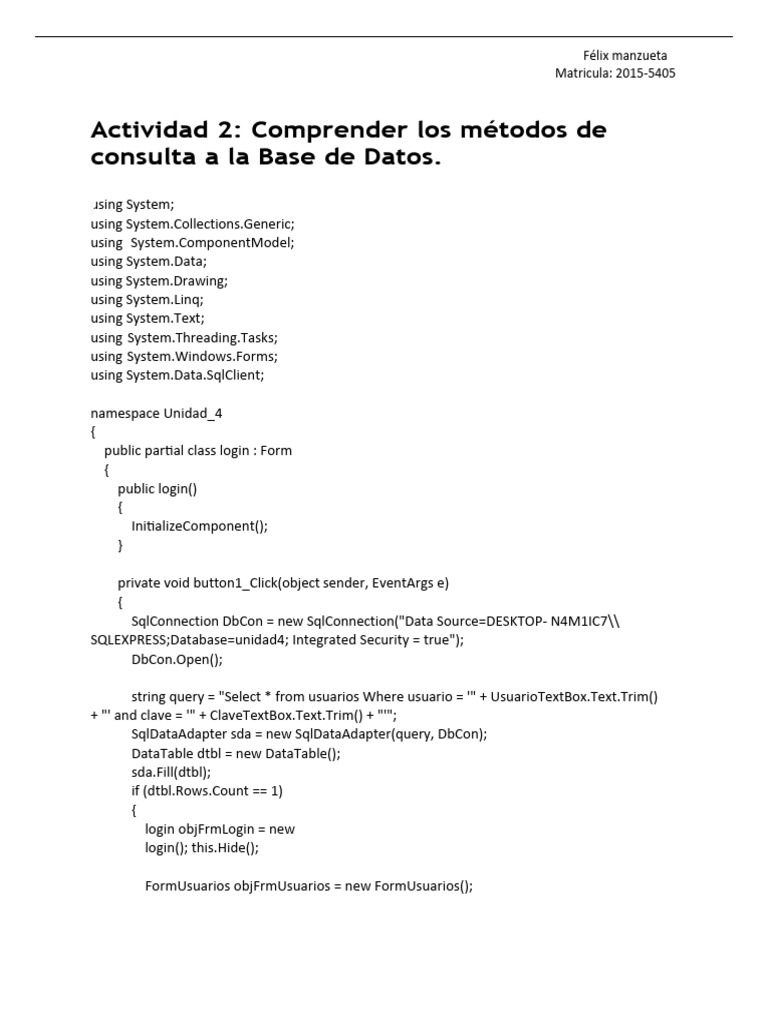 Comprender Los Métodos de Consulta A La Base de Datos | PDF