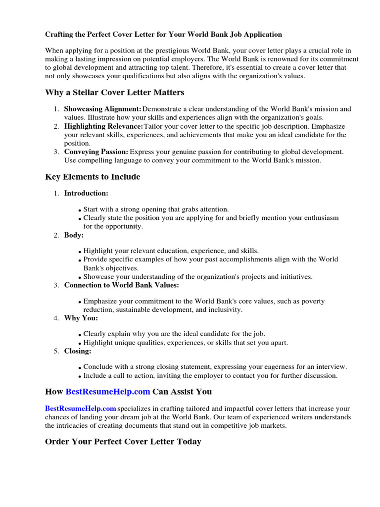 World Bank Cover Letter Guide | PDF | Experience | World Bank