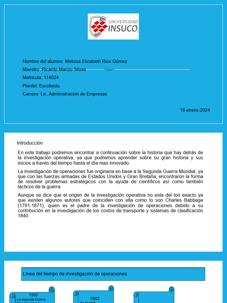 Linea Del Tiempo Op23 | PDF | La investigación de operaciones | Science