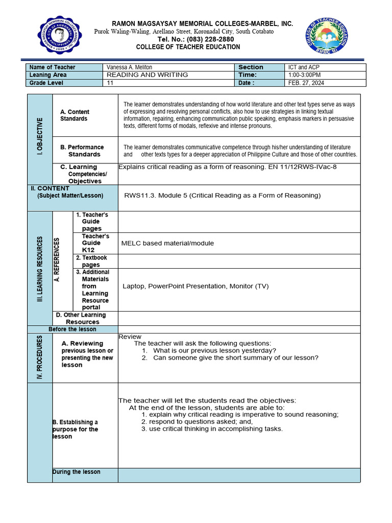 MODULE-5-reasoning-MELITON-FINAL | PDF | Thought | Reason