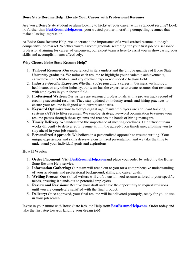 Boise State Resume Writing Services | PDF | Résumé | Recruitment