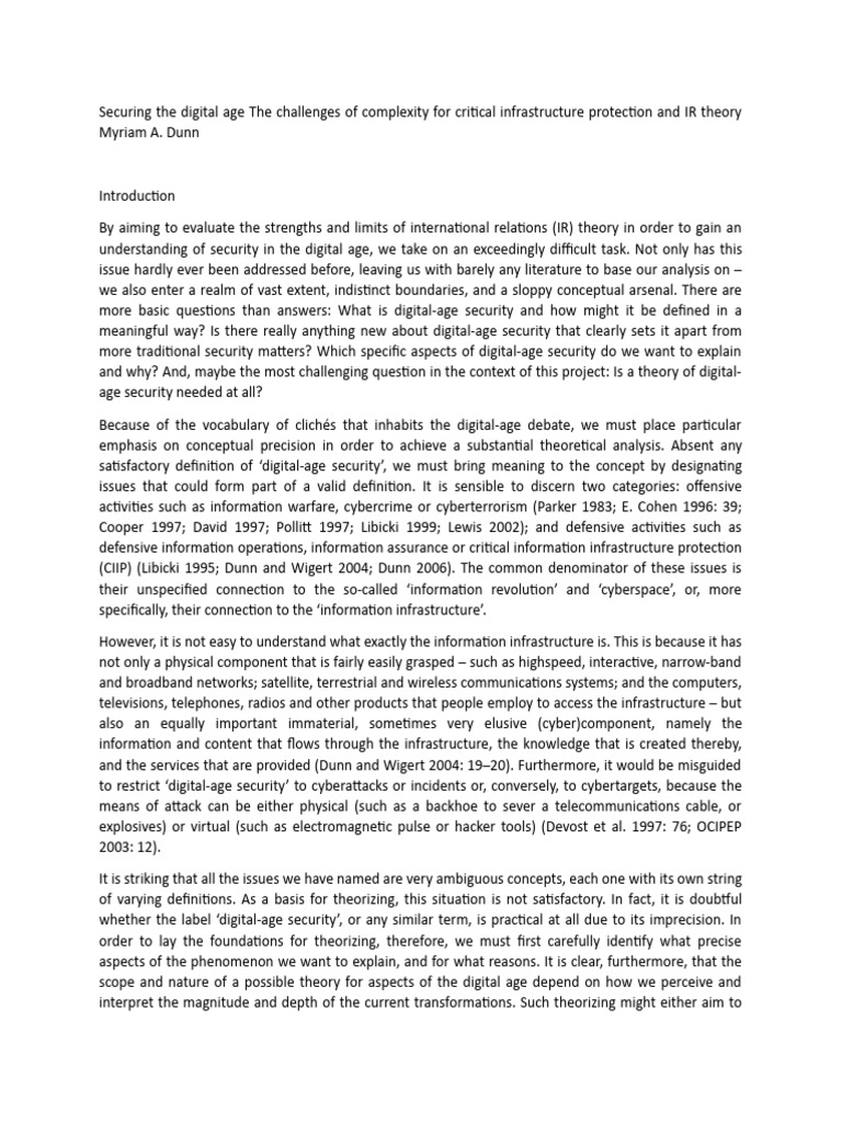 Digital Age Security: Challenges & Theories | PDF | System | Self ...