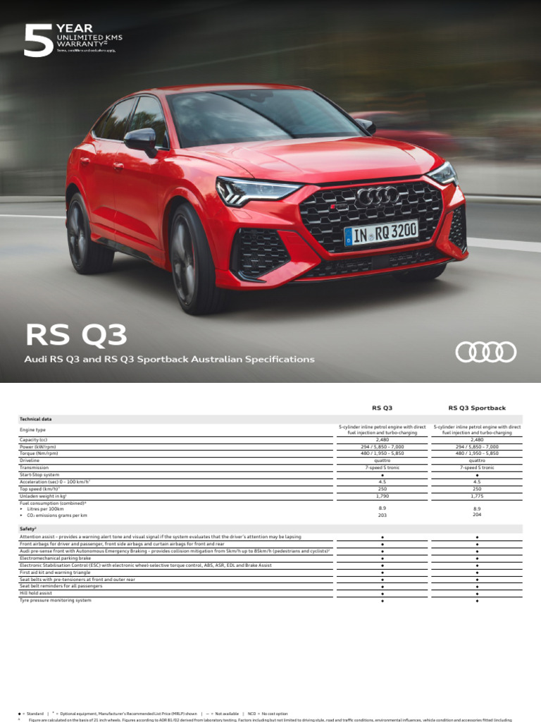 Audi_RS_Q3_Specification_Guide_MY24_270923 | PDF | Audi | Land Vehicles