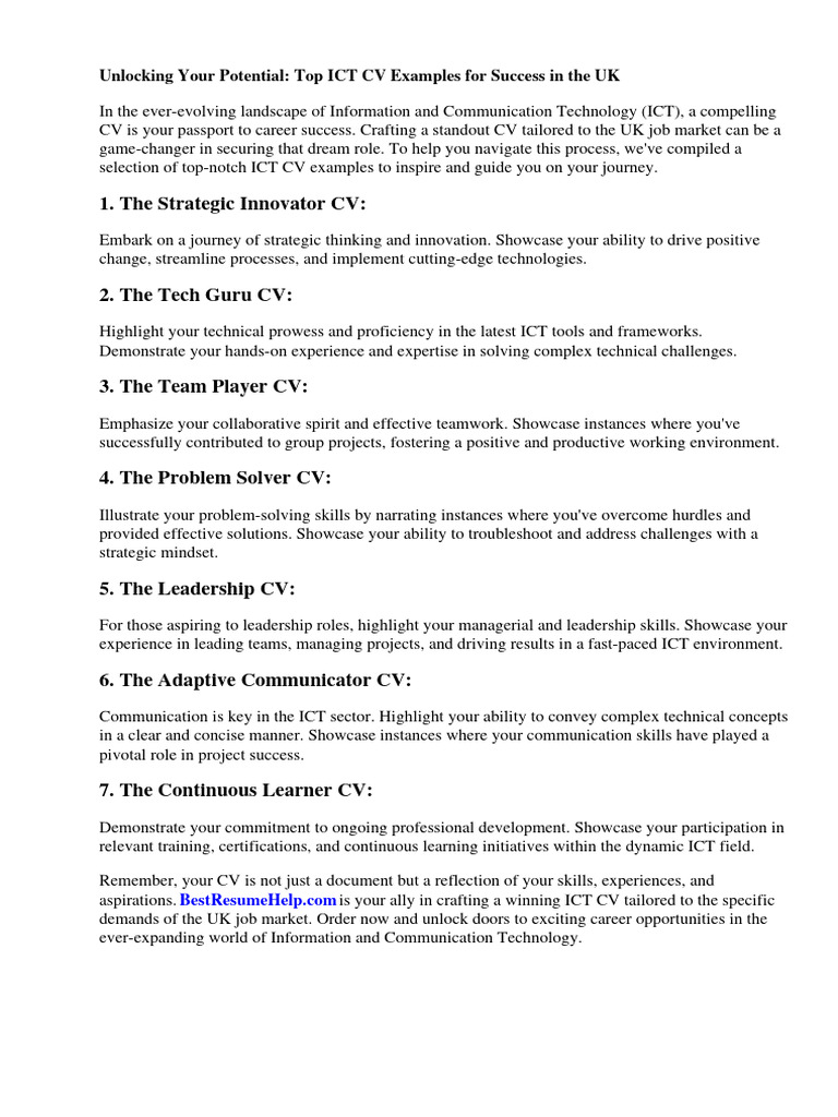 Ict Cv Examples Uk | PDF | Information | Http Cookie