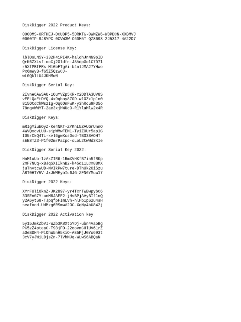 DiskDigger 2022 Product Keys | PDF