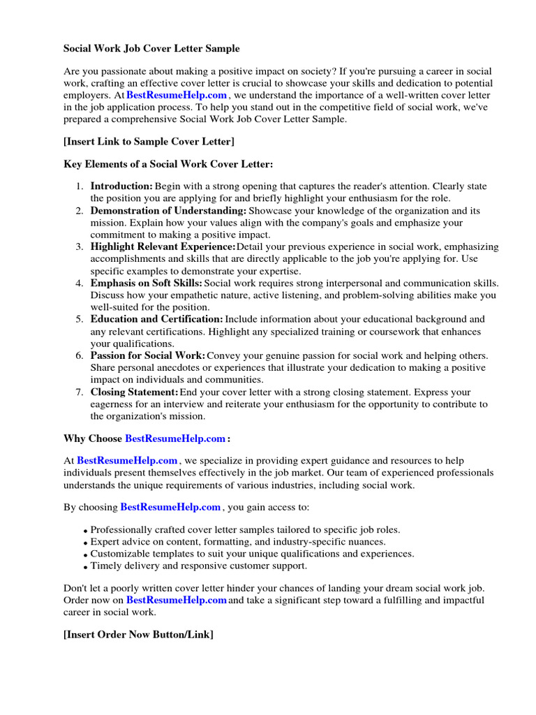 Social Work Job Cover Letter Sample | PDF | Social Work | Résumé