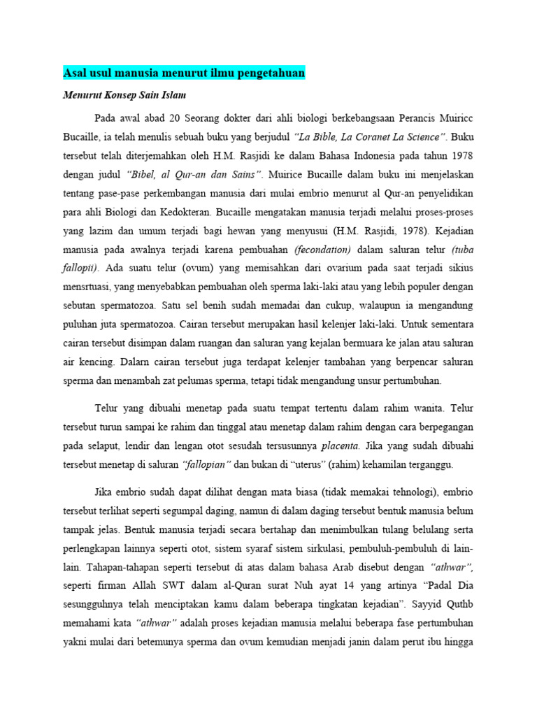 Asal Usul Manusia Menurut Ilmu Pengetahuan | PDF | Agama & Spiritualitas
