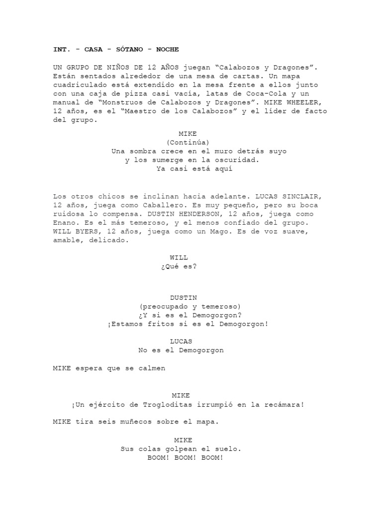 Stranger Things - Escena Guion | PDF