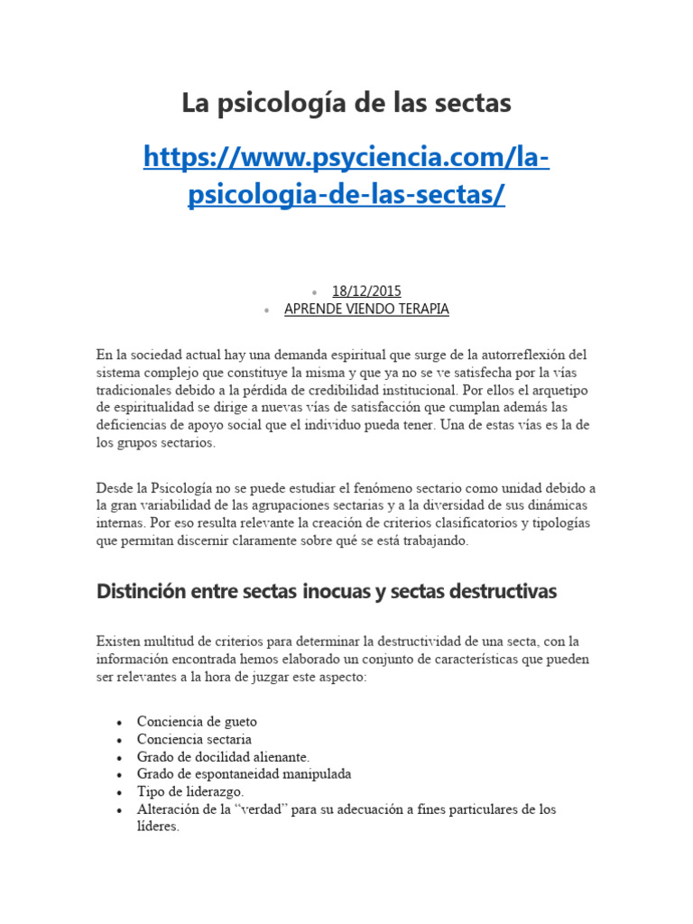 La Psicología de Las Sectas 3 | PDF | Trastorno depresivo mayor ...