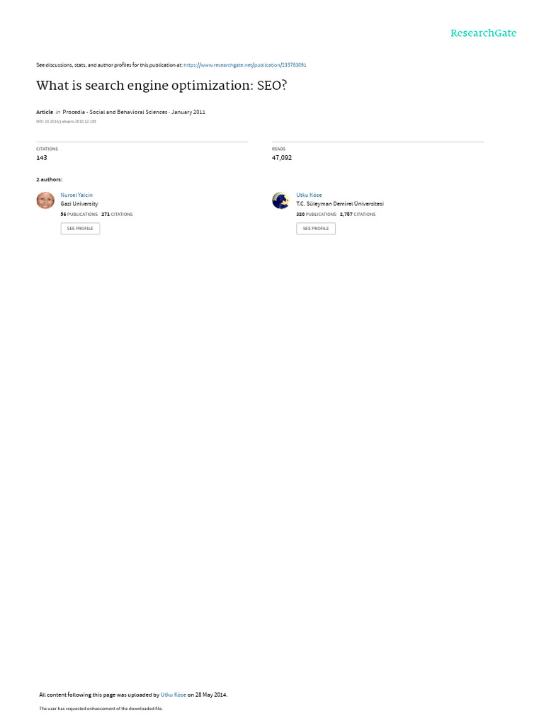 What Is Search Engine Optimization SEO | PDF | Search Engine ...