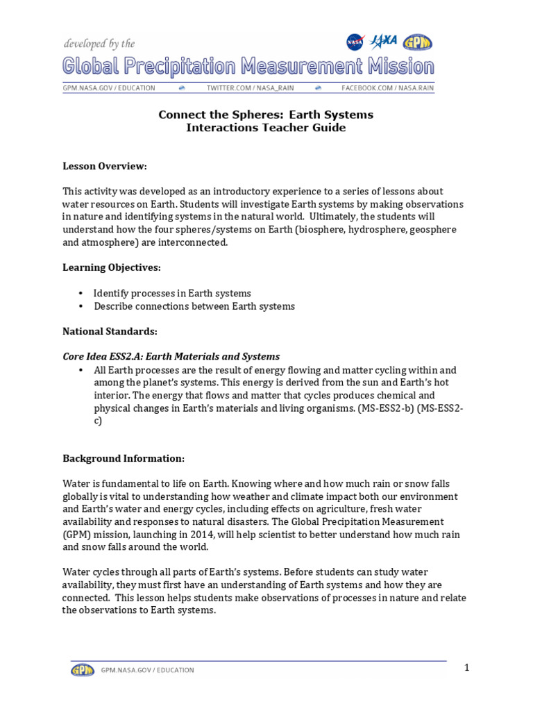 Connect The Spheres TG | PDF | Earth | Water