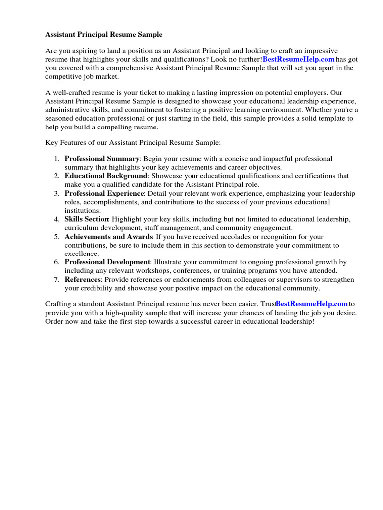 Assistant Principal Resume Sample | PDF | Résumé | Teachers
