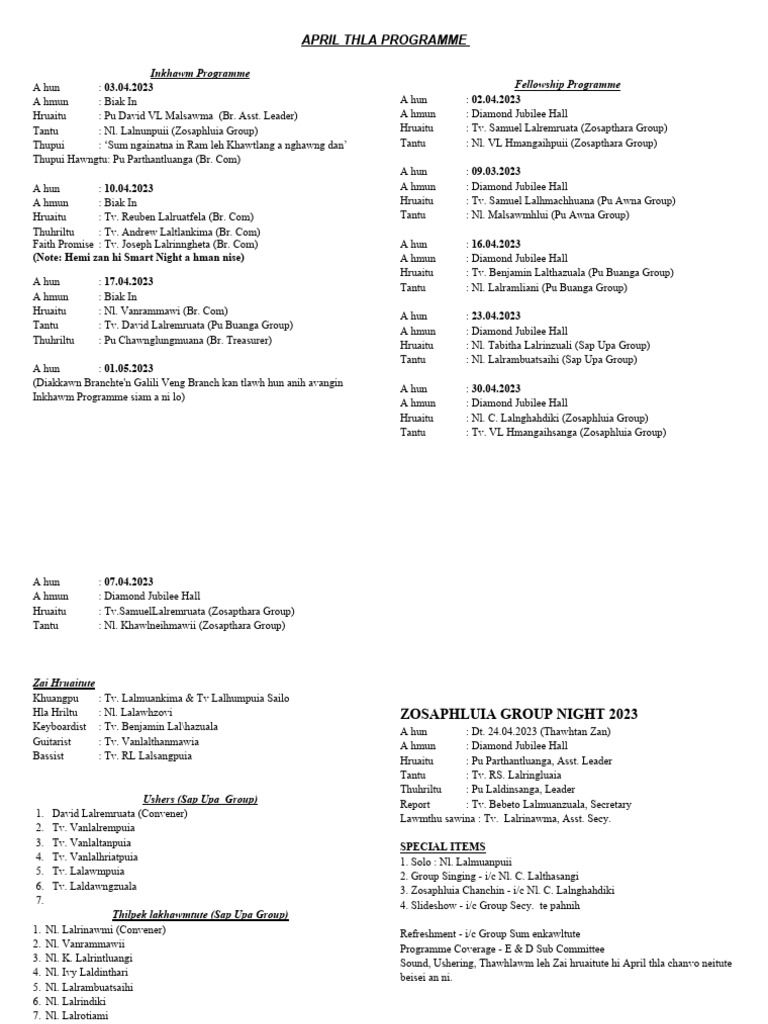April Thla Programme | PDF | Art