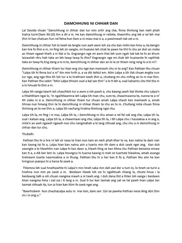 DAMCHHUNG NI CHHIAR DAN | PDF