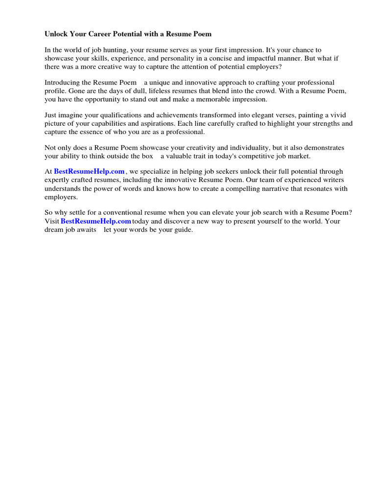 Resume Poem | PDF | Résumé | Poetry
