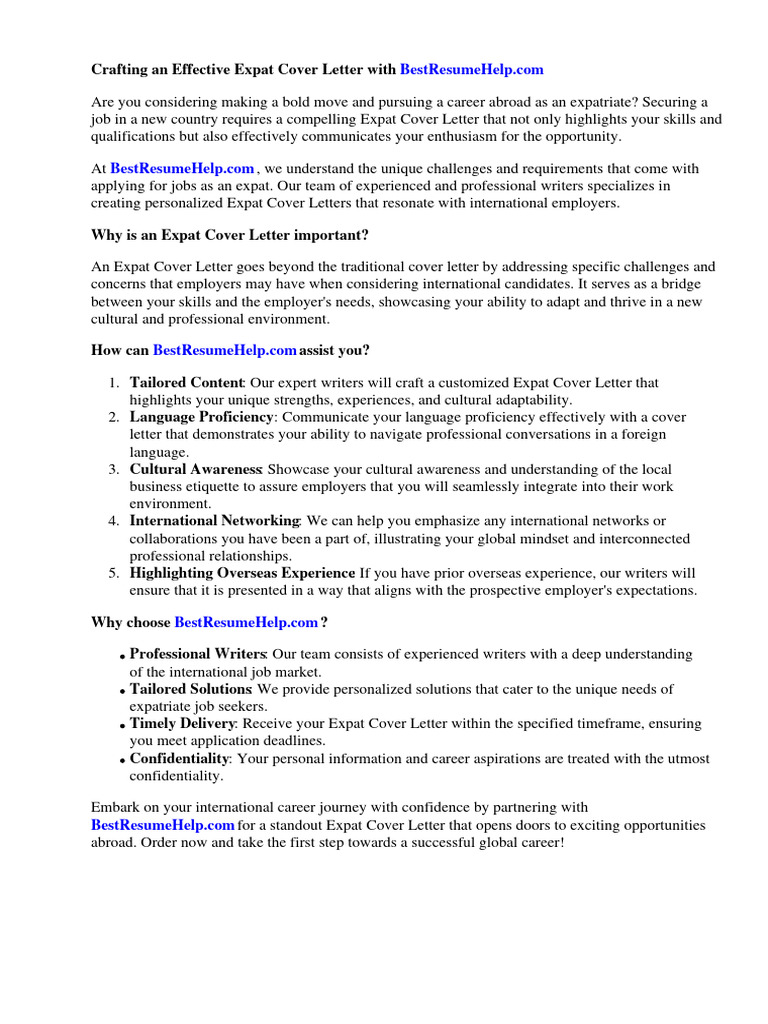 Expat Cover Letter | PDF | Employment | Résumé