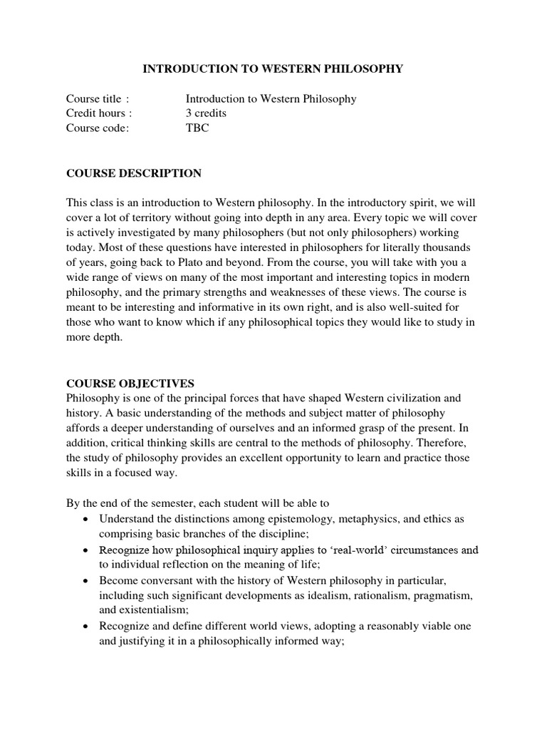 Introduction To Western Philosophy - TBC | PDF | Western Philosophy ...