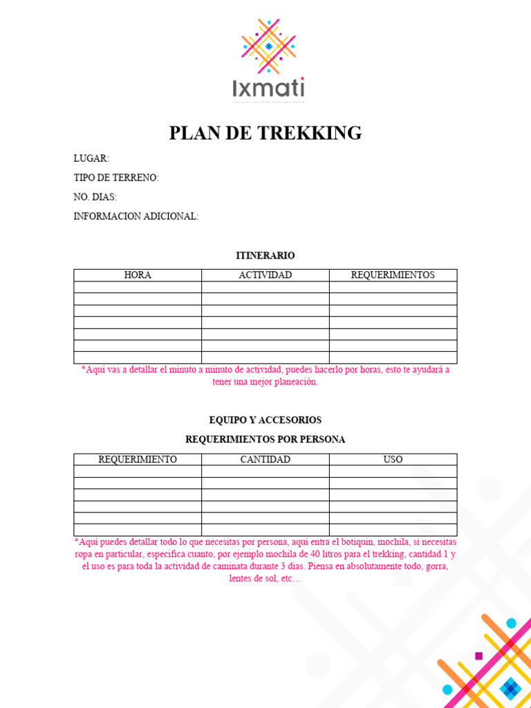 Plan de Trekking: Itinerario y Requisitos | PDF