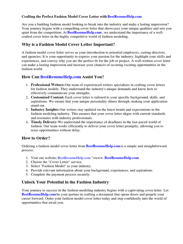 Fashion Model Cover Letter | PDF | Résumé | Fashion