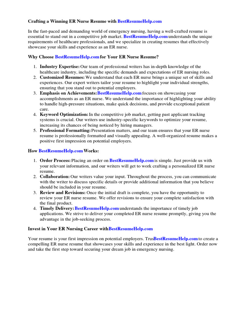 Er Nurse Resume | PDF | Nursing | Emergency Department
