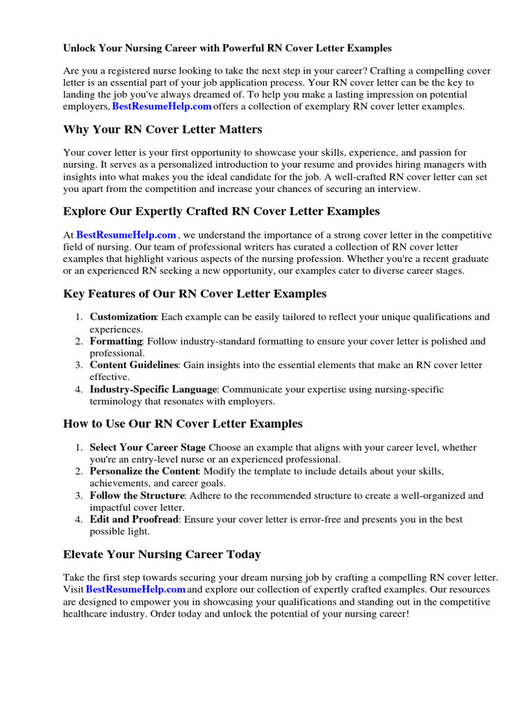 RN Cover Letter Examples | PDF | Nursing | Résumé