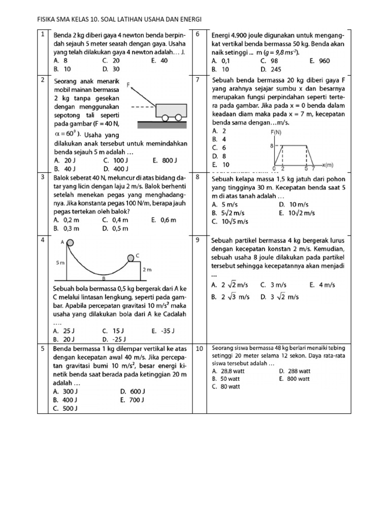Soal Latihan Usaha Dan Energi | PDF